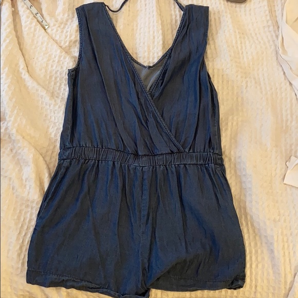 Zara | Pants & Jumpsuits | Zara Denim Material Chambray Romper | Poshmark